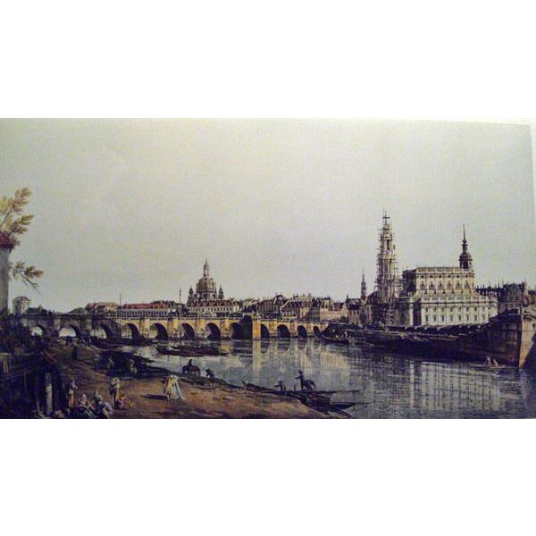 Canaletto - Bernardo Bellotto, Dresden vom rechten Elbufer, 40,34